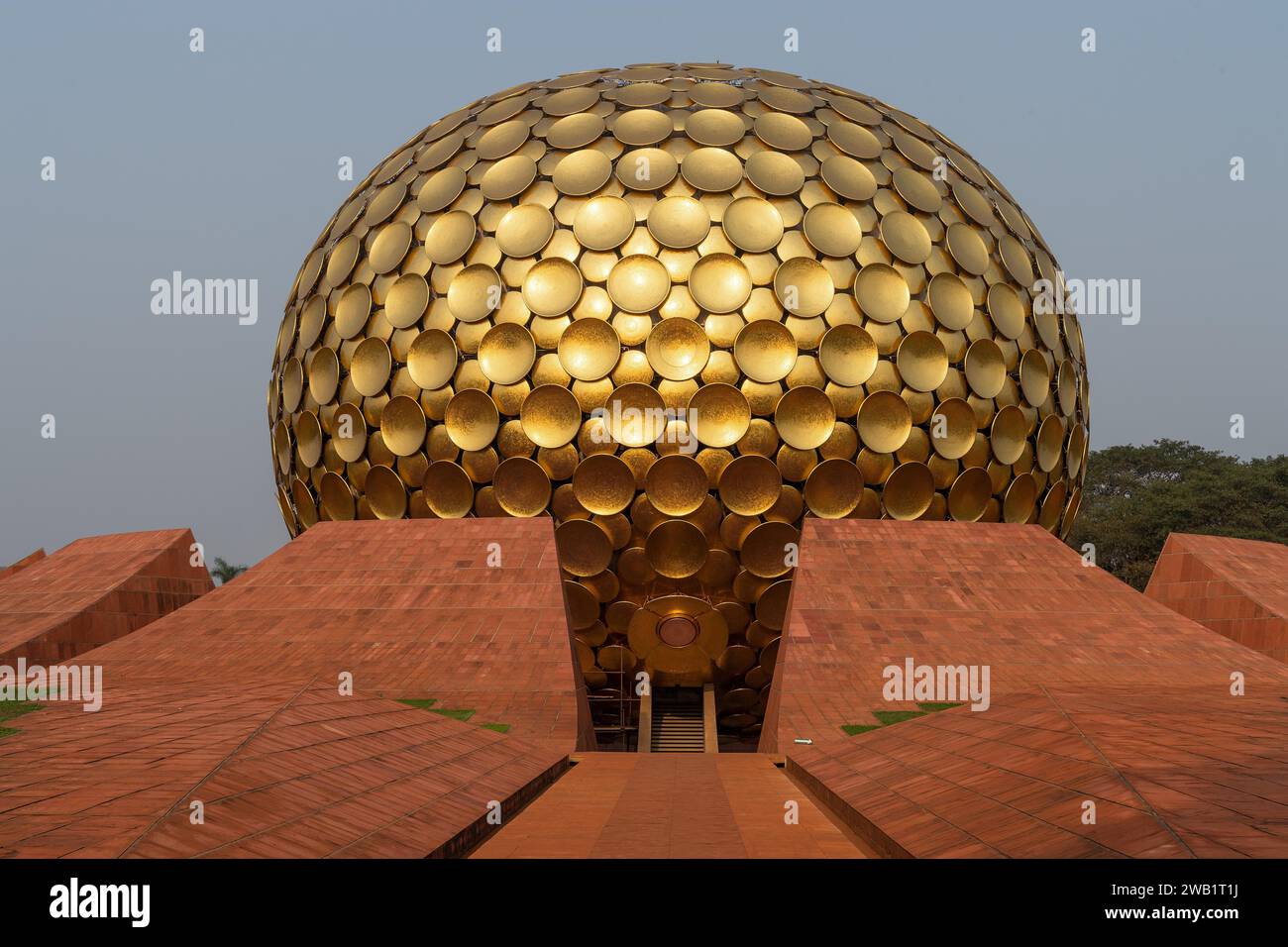 Meditation centre Matrimandir or Matri Mandir, future city Auroville ...