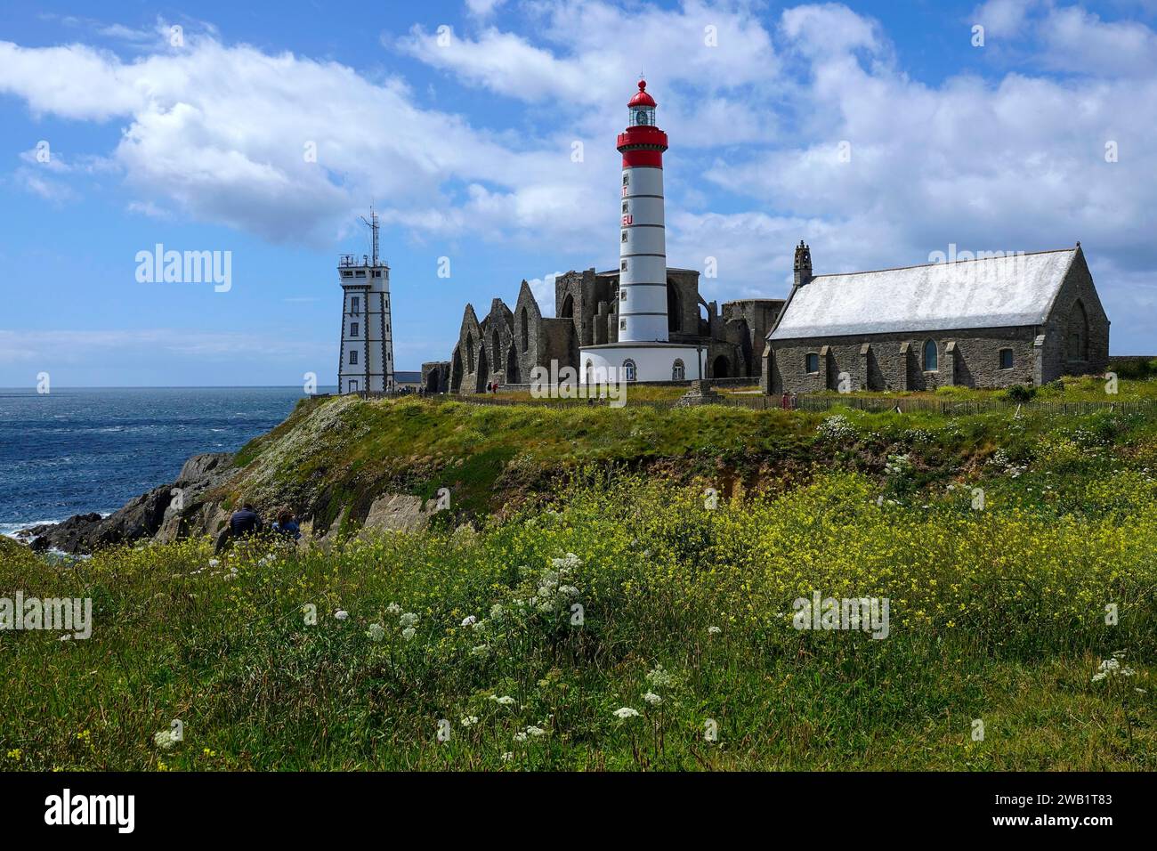 Semaphore, ruins of Saint-Mathieu Abbey, lighthouse and Notre Dame de ...