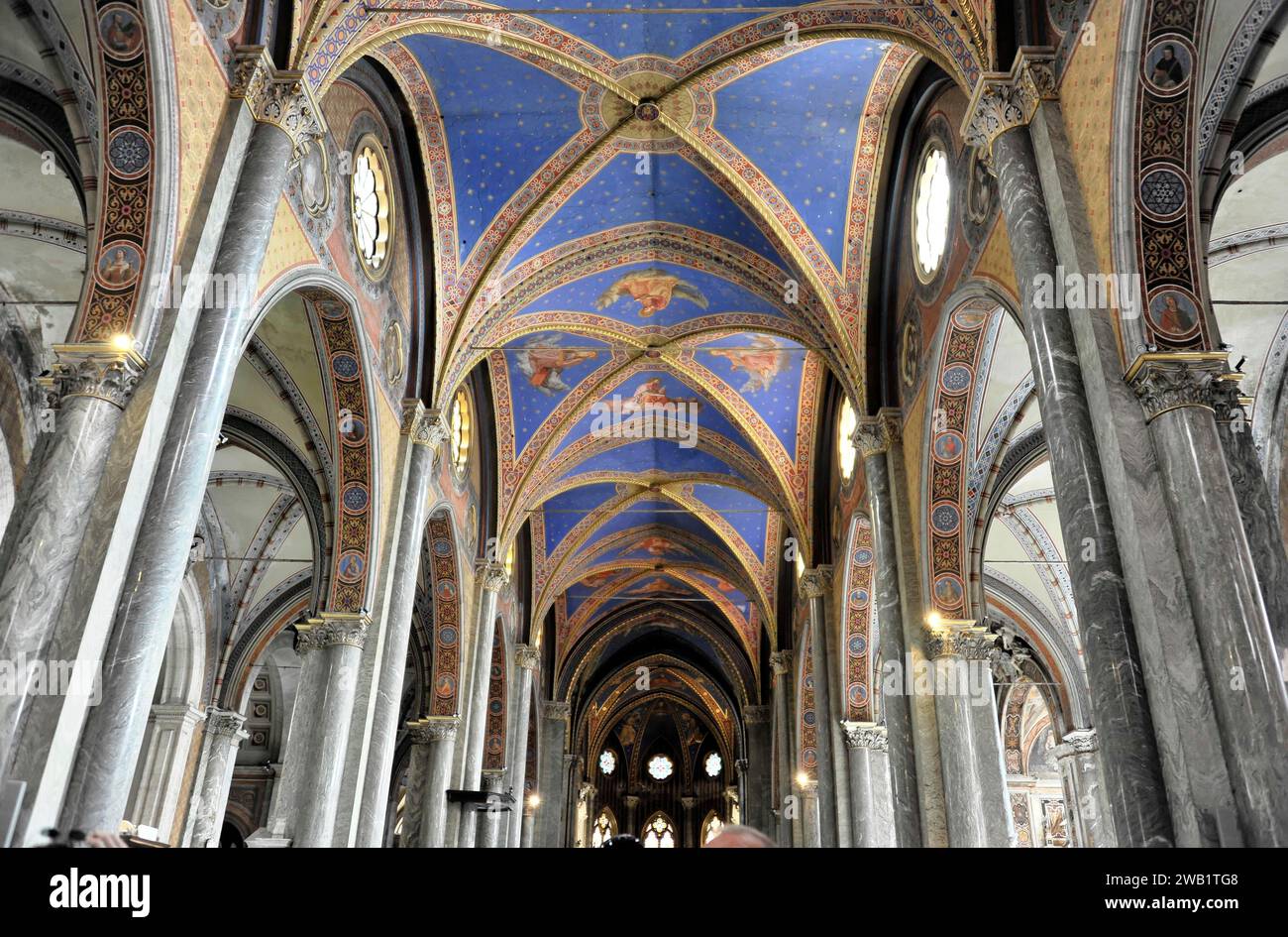 Interior view of the Gothic basilica, construction started at the end ...