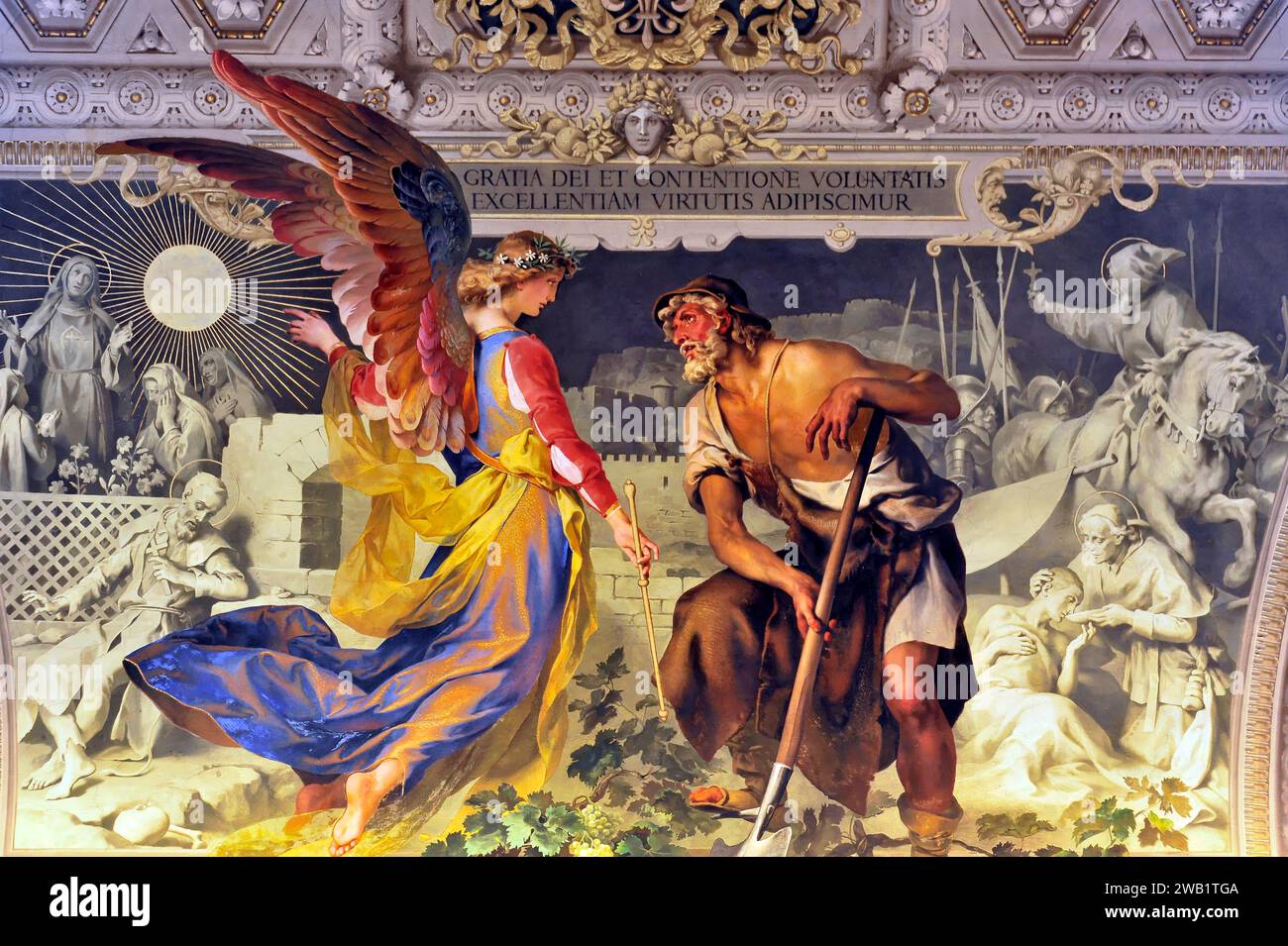Ceiling painting with angel and peasant, Vatican Museums, Vatican City ...
