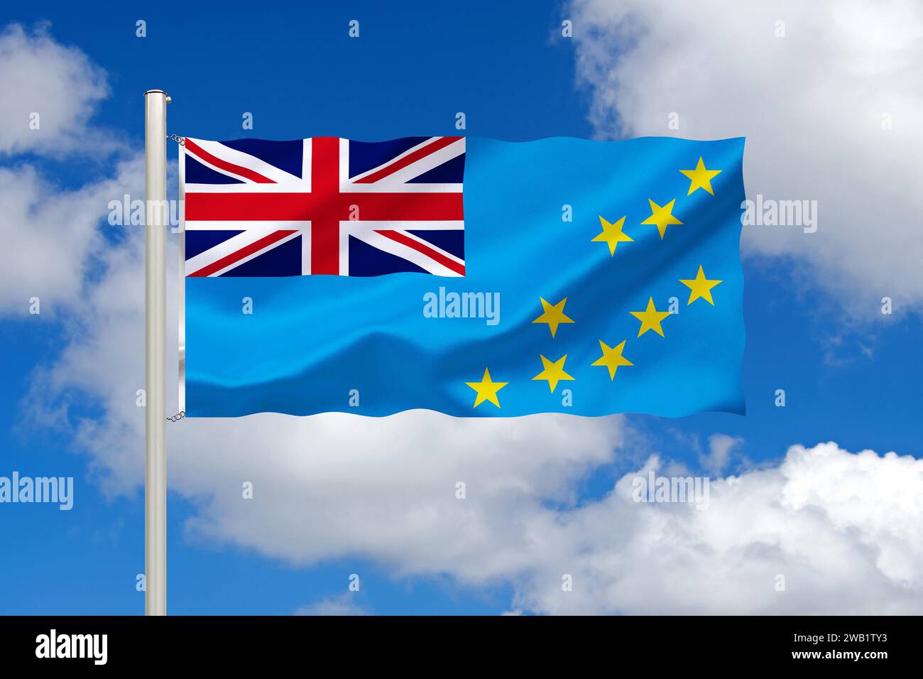 The flag of Tuvalu, country in Oceania, island state, parliamentary ...
