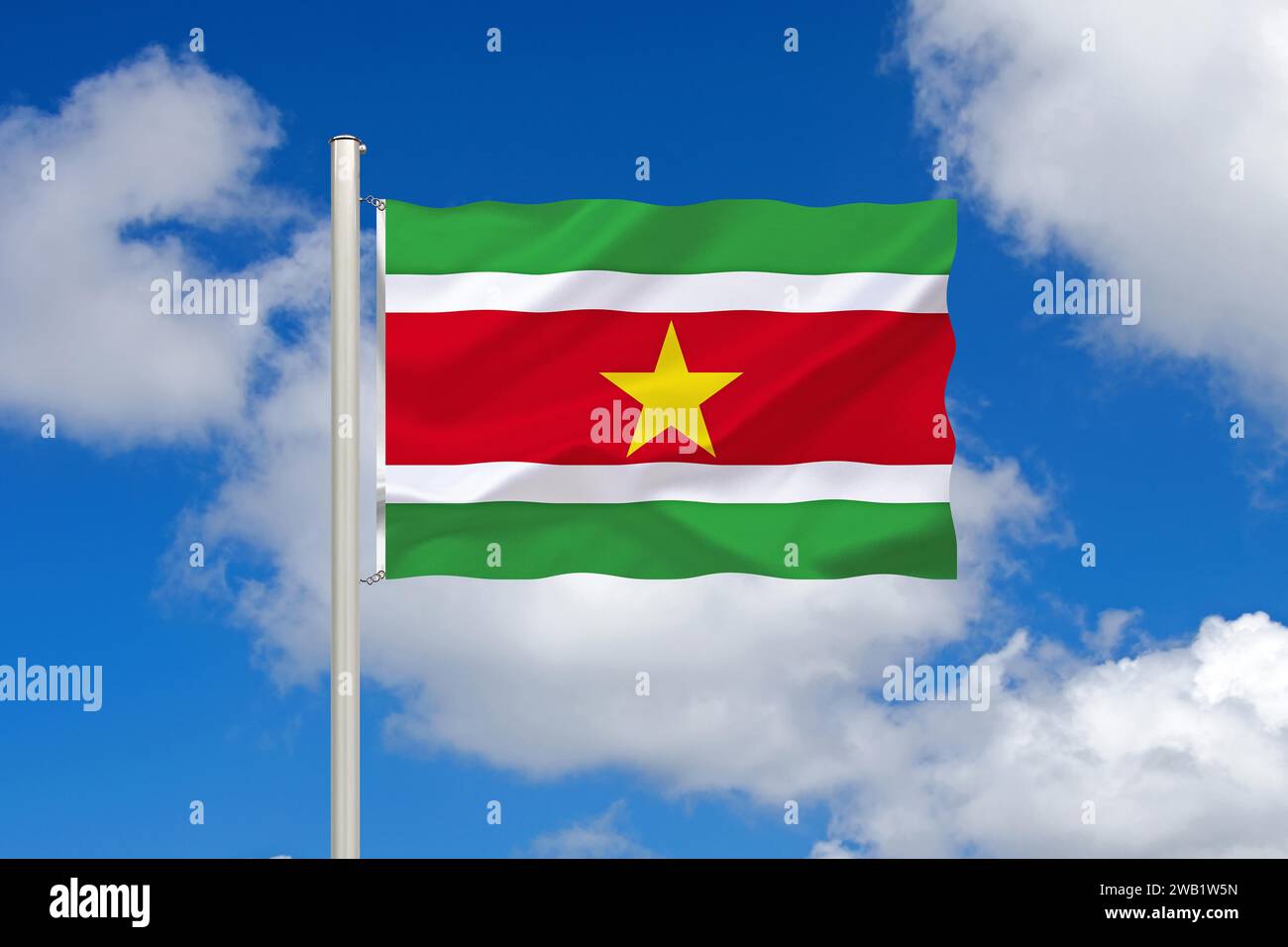 The flag of Suriname, country in South America, Studio Stock Photo - Alamy