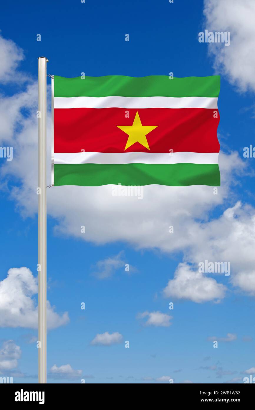 The flag of Suriname, country in South America, Studio Stock Photo - Alamy