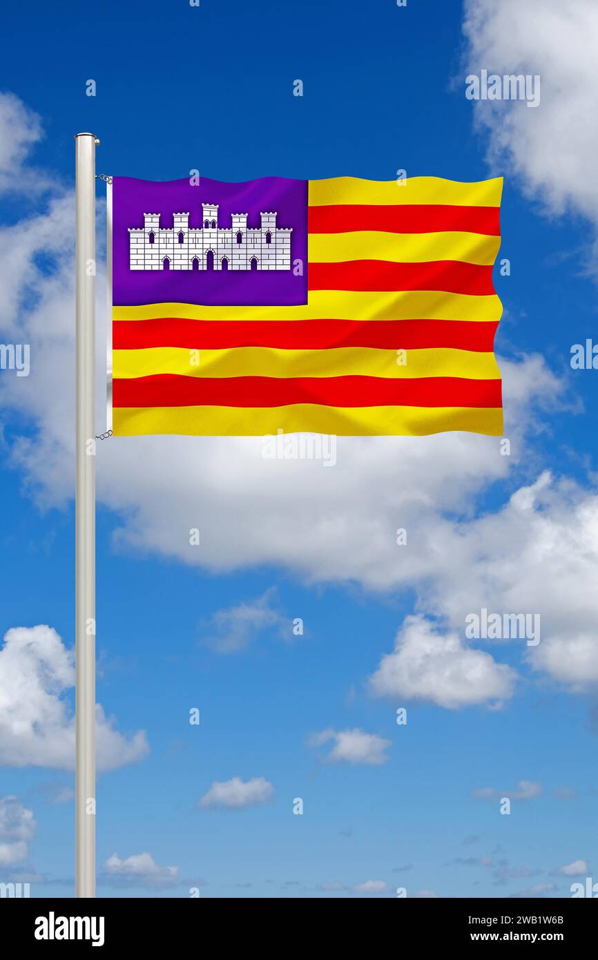 The flag of the Balearic Islands, Studio Stock Photo - Alamy