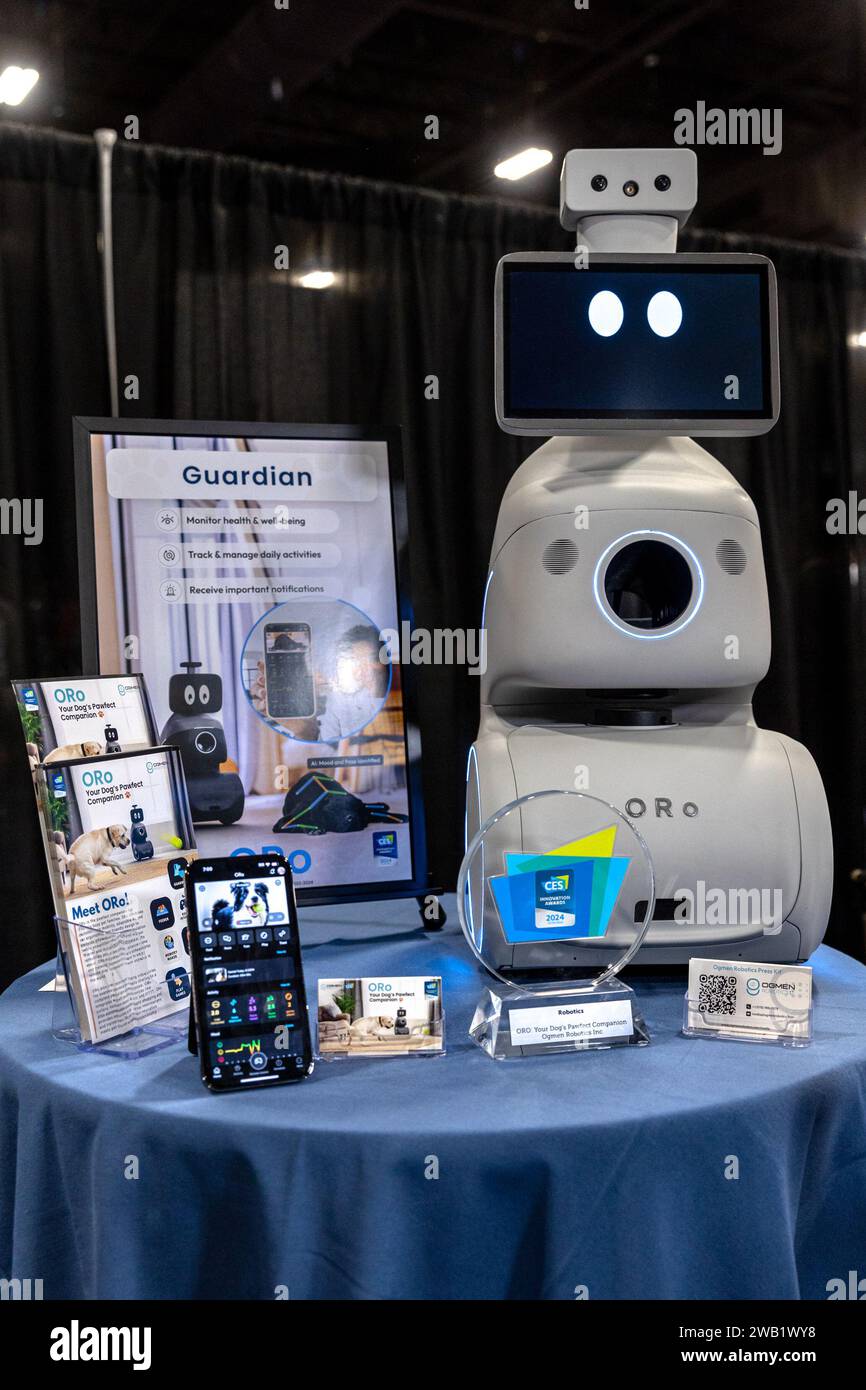 Las Vegas, USA. 07th Jan, 2024. Ogmen's Oro robot, built to be the perfect companion for your ...