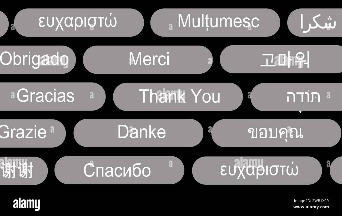 typography thank you word in various languages of the world, closing ...
