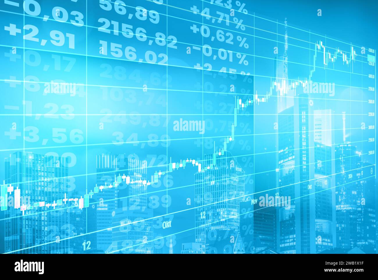 Stock market chart with numbers - blue design Stock Photo - Alamy