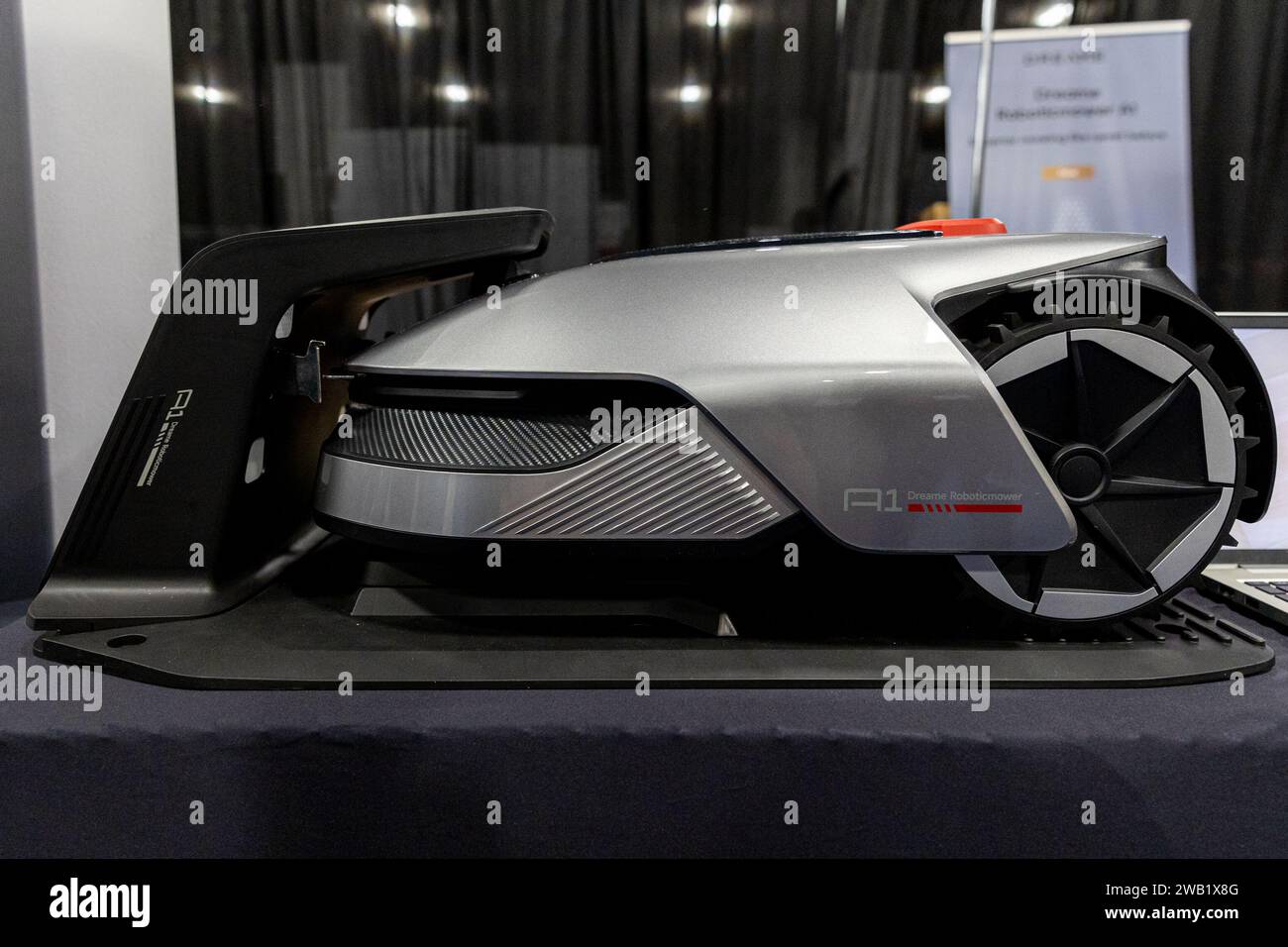 Las Vegas, USA. 07th Jan, 2024. The Dreame Roboticmower A1, by Dreametech Technology, is on ...