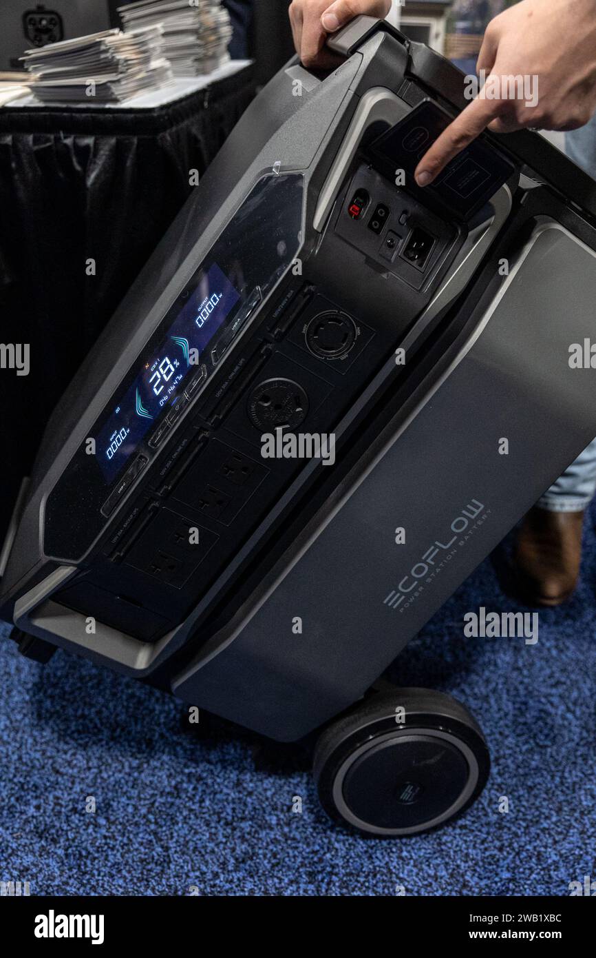 Las Vegas, USA. 07th Jan, 2024. EcoFlow's power station battery is ...