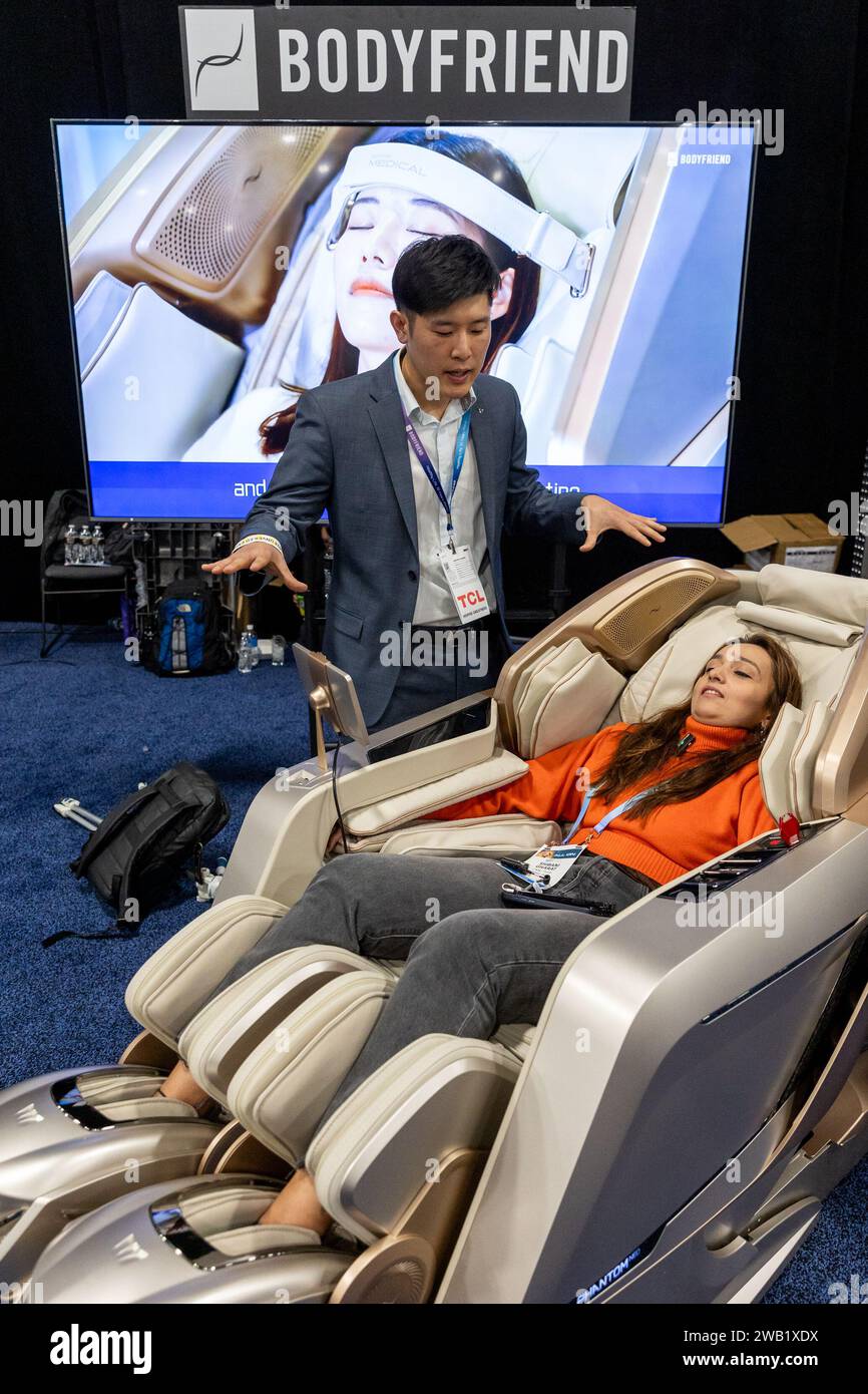 Las Vegas, USA. 07th Jan, 2024. Bodyfriend's massage chair is being ...