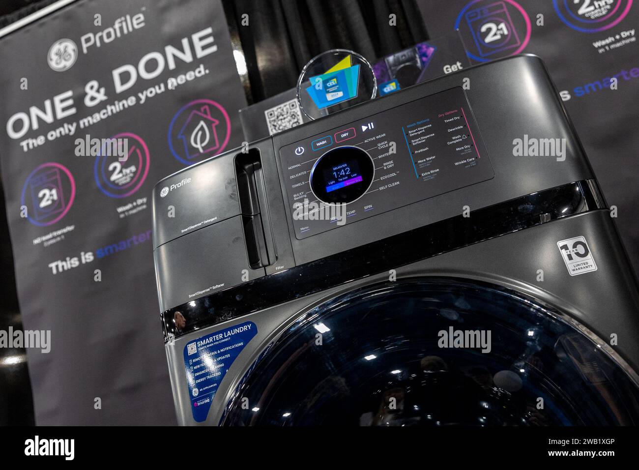 Las Vegas, USA. 07th Jan, 2024. GE Profile 2-in-1 Washer/Dryer on ...