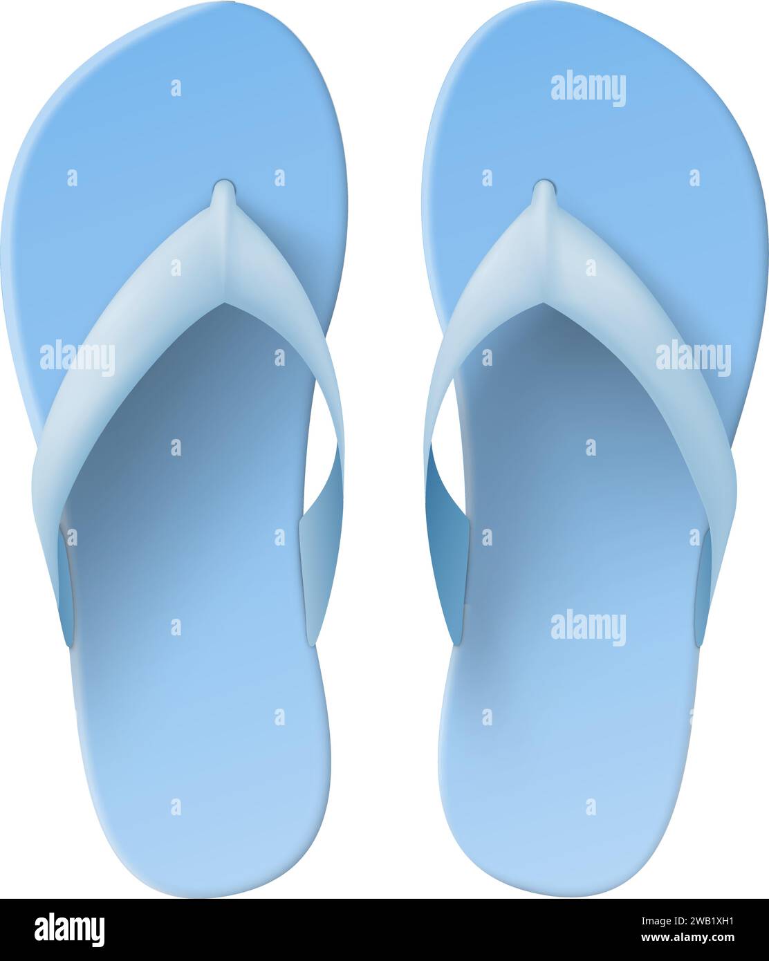 Realistic flip flops model. Summer shoes top view. Blank beach sandals. Casual slippers. Rubber ...