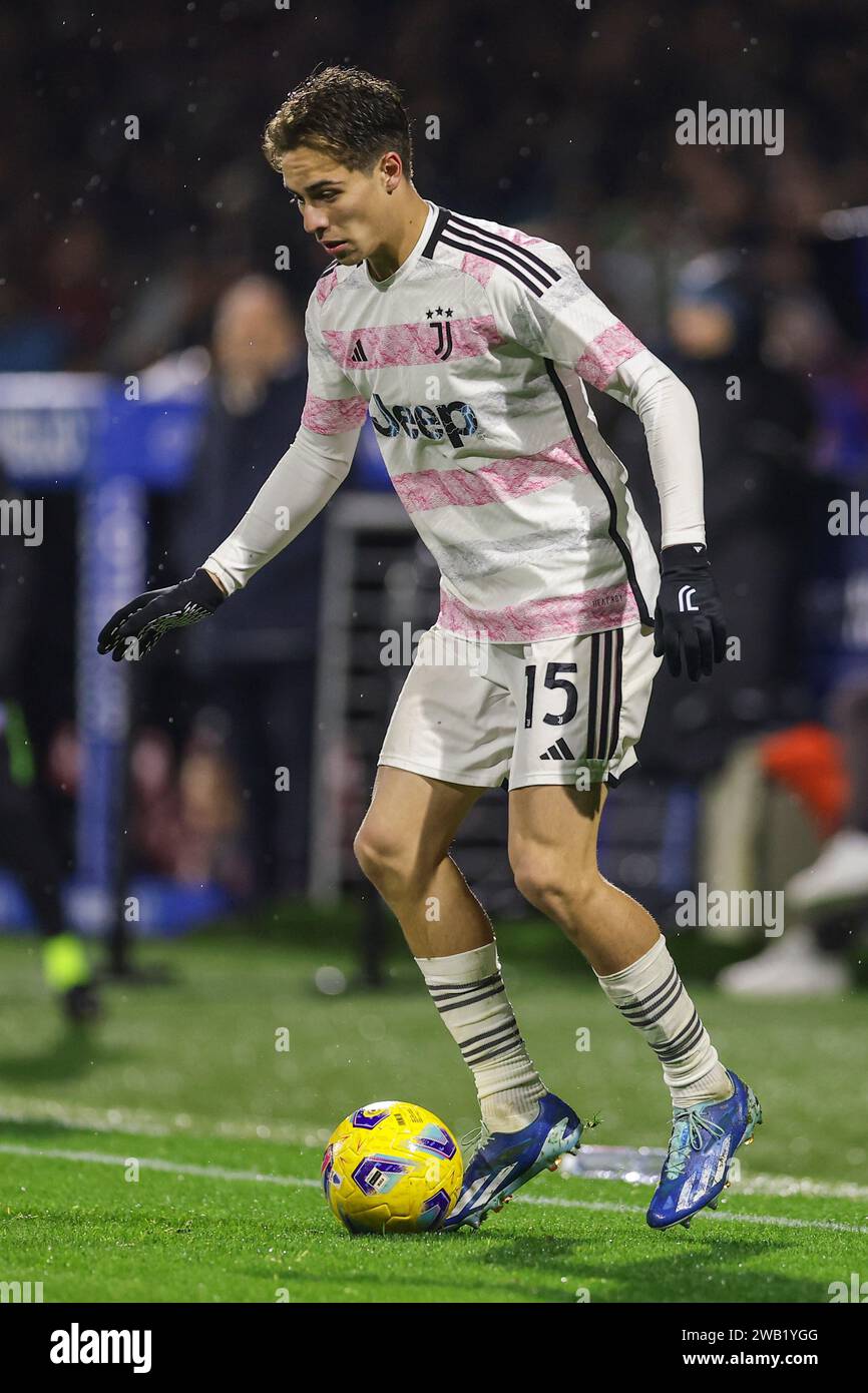 Juventus' Turkish forward Kenan Yıldız controls the ball during the ...