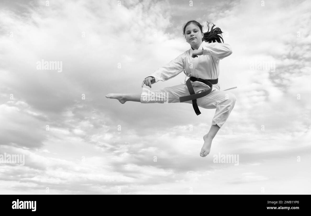 Karate Jump Kick Kid Kids High Jump Kick Board Breaking Martial Arts