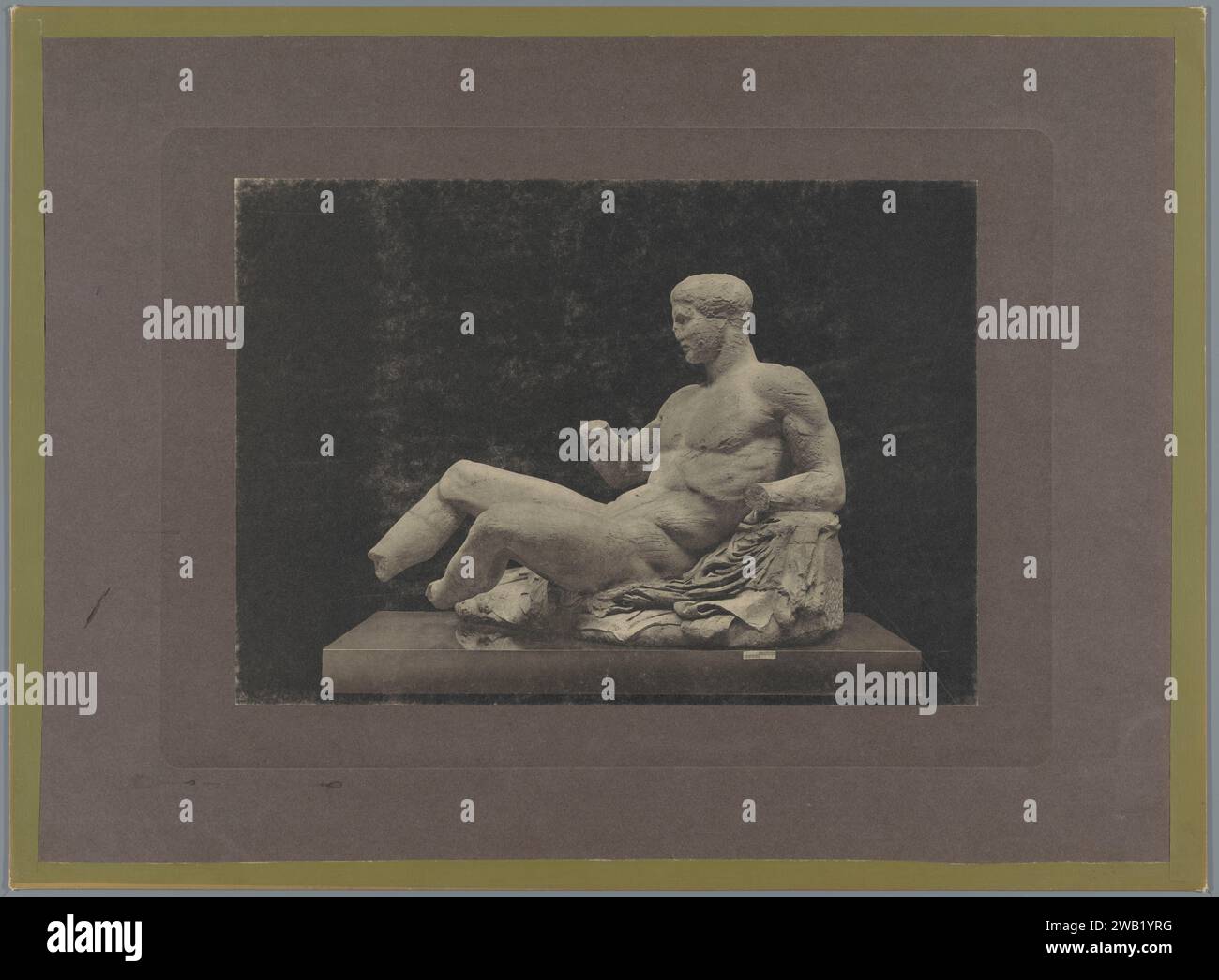 Sculpture of a lying man, from the east facade of the Parthenon in ...