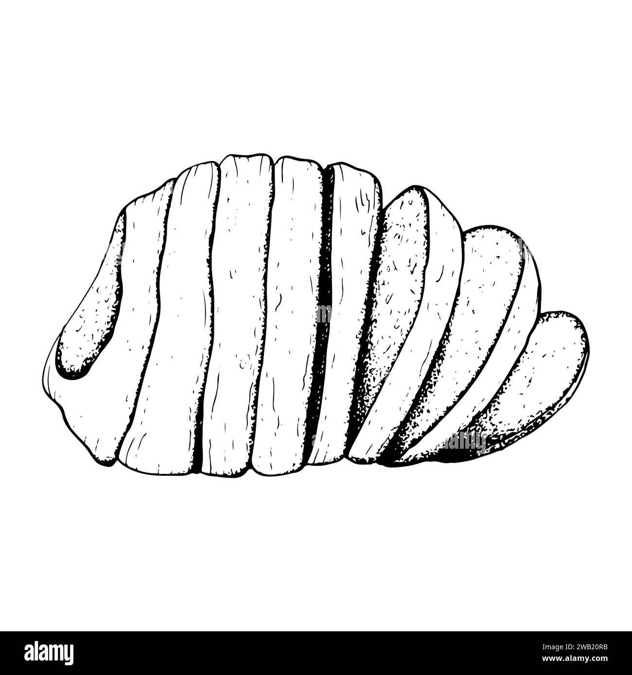 Sliced bread vector black and white illustration for breakfast toasts ...