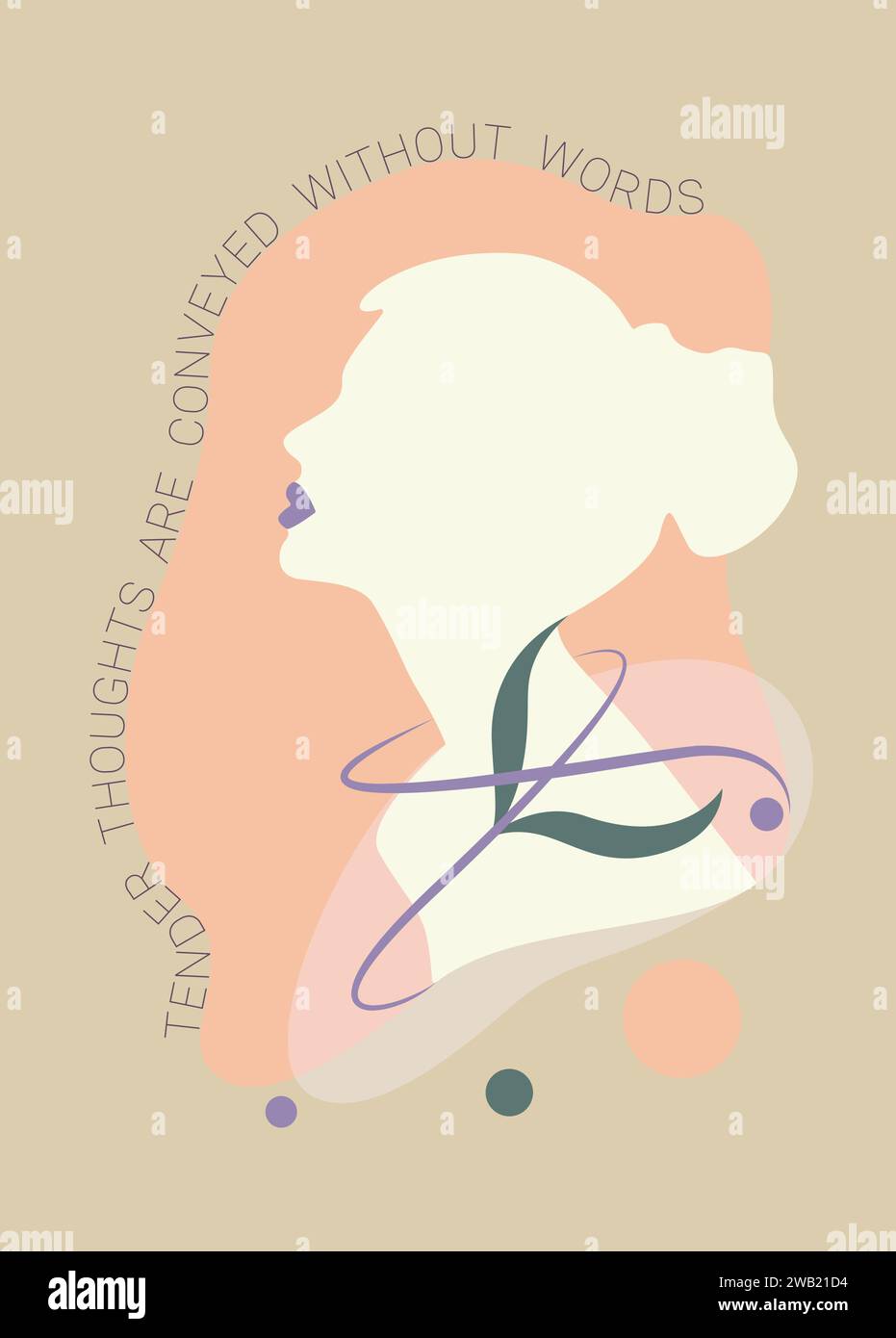 Gentle affirmation poster. Quote and female silhouette with abstract ...