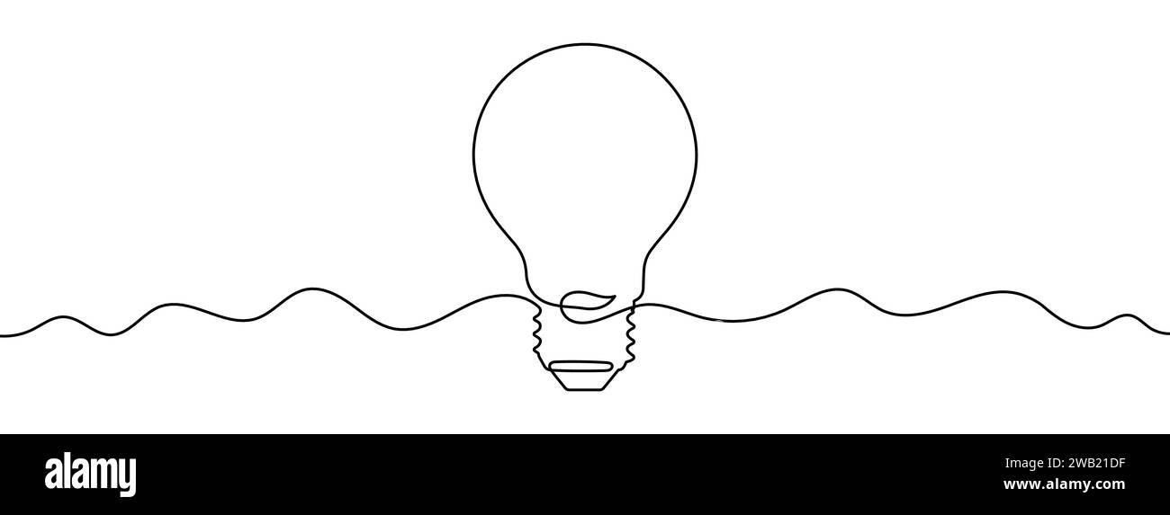 Continuous editable line drawing of light bulb. Light bulb icon in one ...