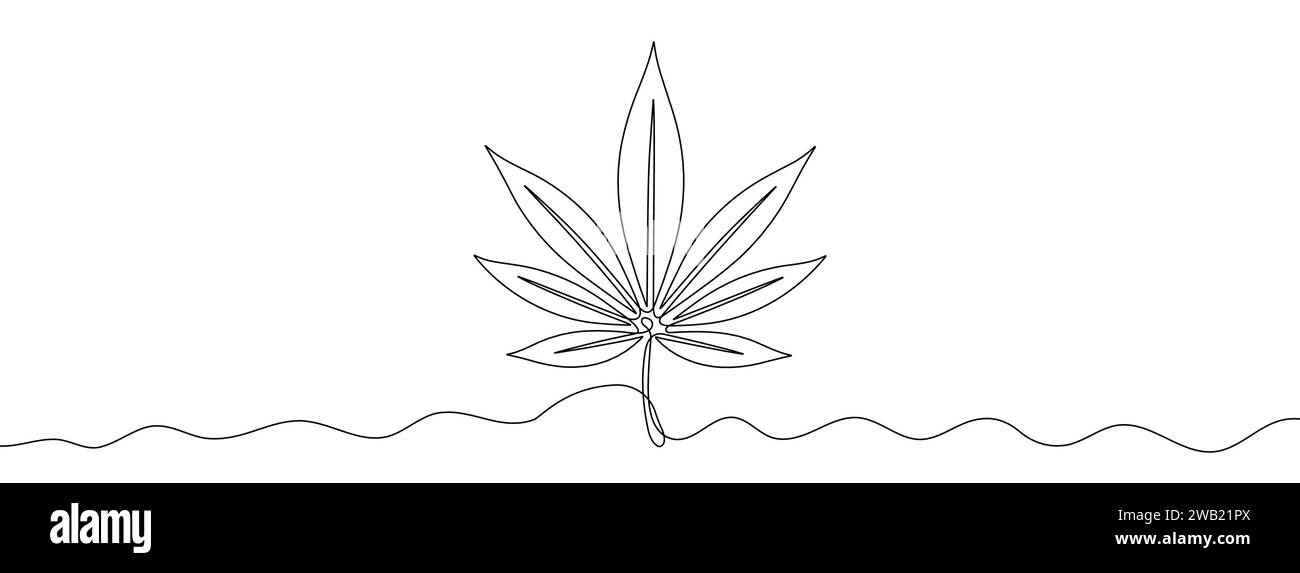 Continuous editable line drawing of cannabis. Marijuana icon in one ...