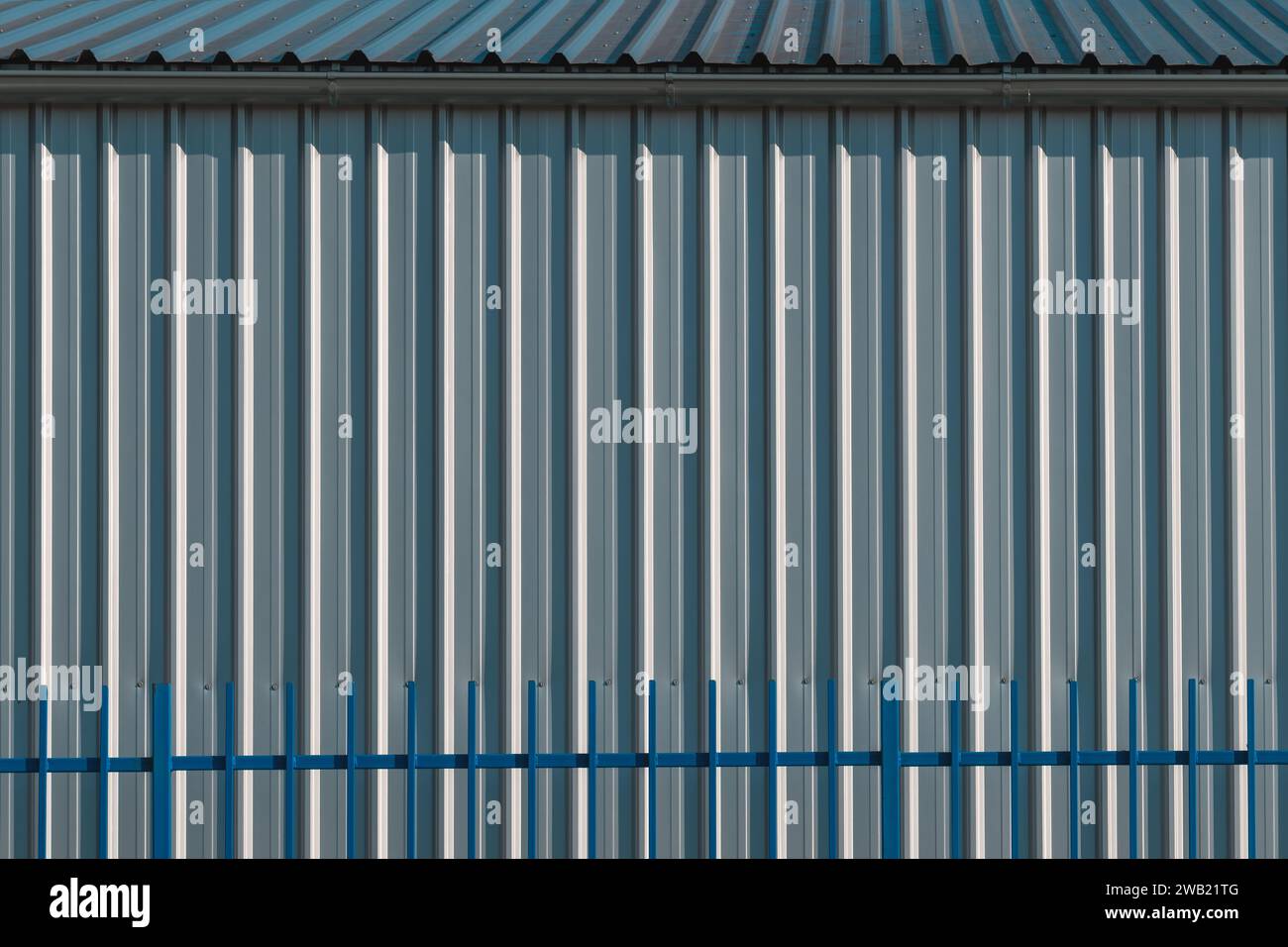 Industrial warehouse corrugated metallic wall as abstract background ...
