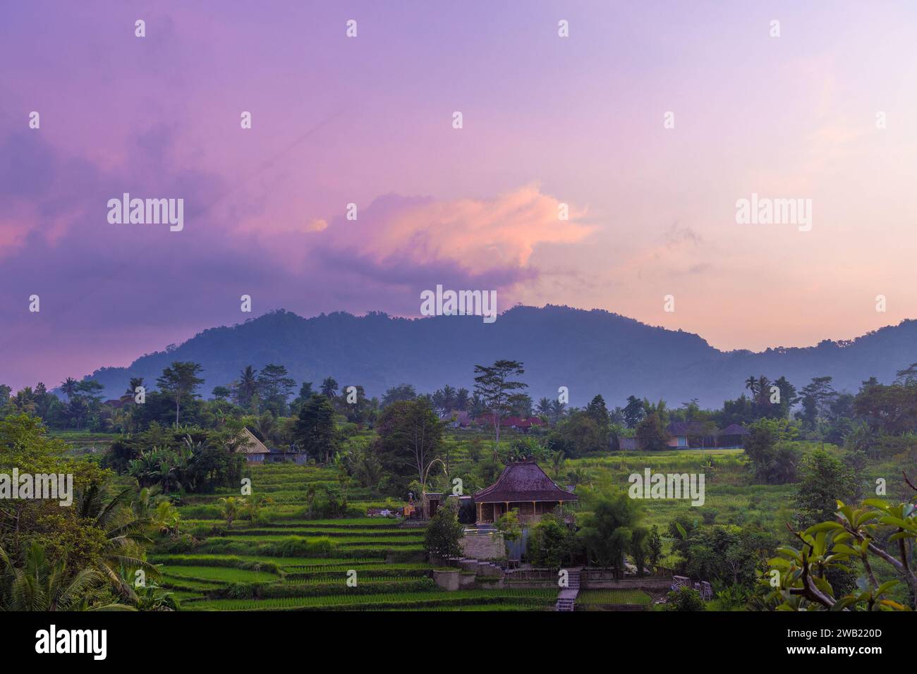 Aerial view of the countryside of Sidemen region with the background of ...