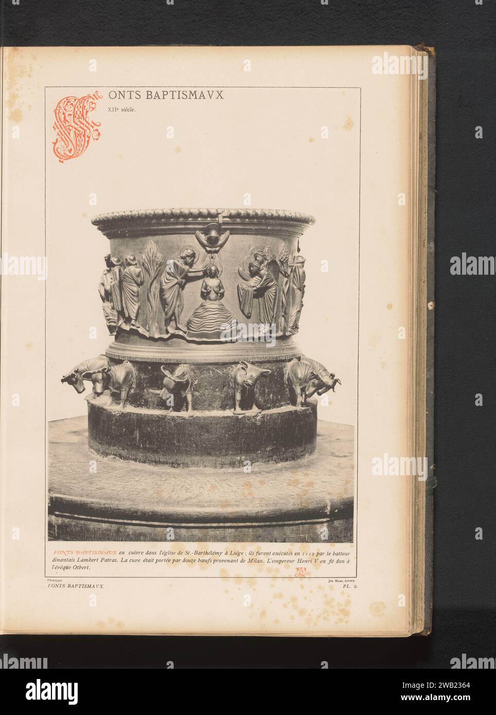 Copper baptismal font in the Sint-Bartholomeüskerk in Liège, Belgium ...