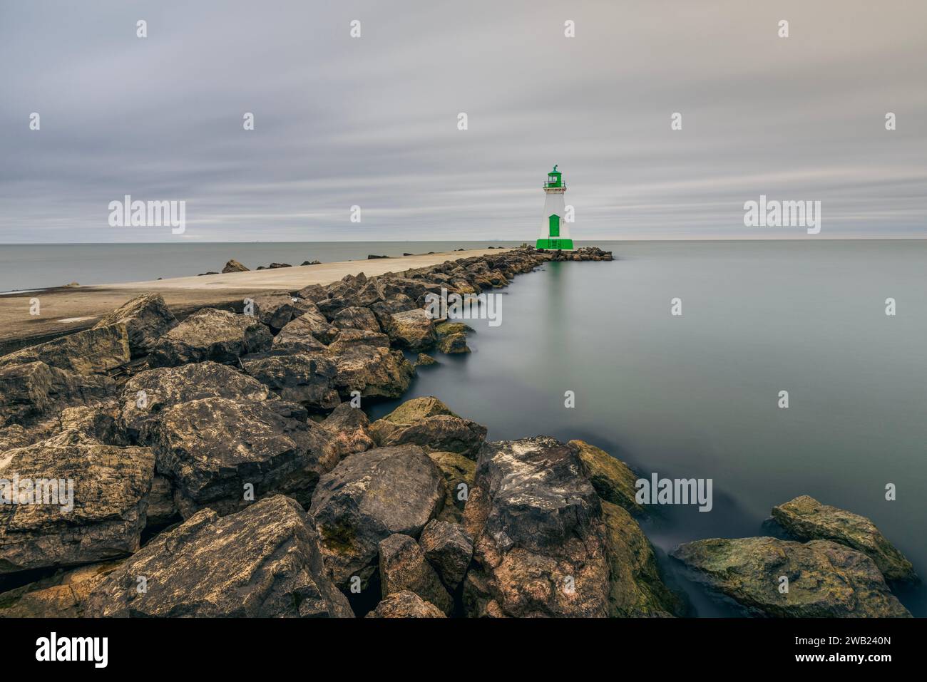 The historic Port Dalhousie Range Front Lighthouse at the Lake Ontario ...