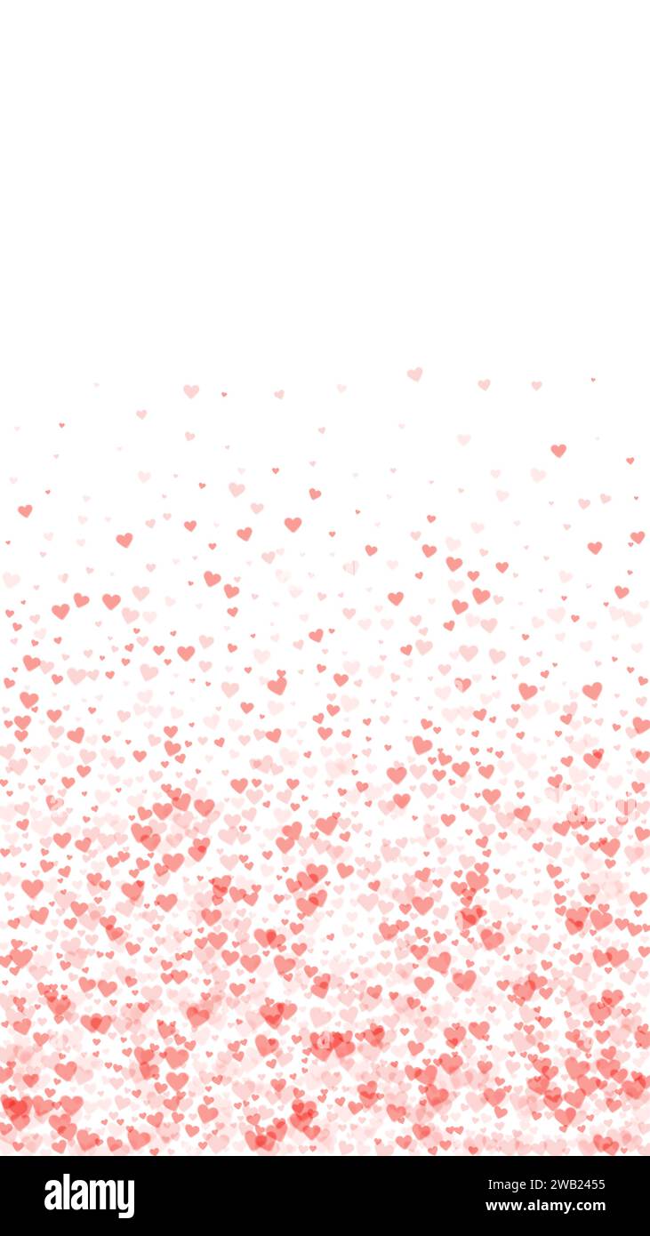 Valentine hearts, flying, falling down, floating. Red hearts scattered ...