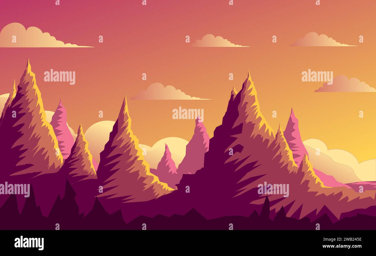 flat landscape nature view mountain illustration Stock Vector Image ...