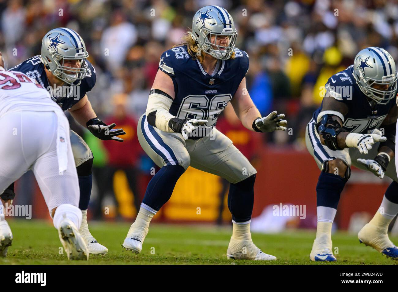 Landover, MD, USA. 07th Jan, 2024. Dallas Cowboys guard T.J. Bass (66) in action during the NFL ...