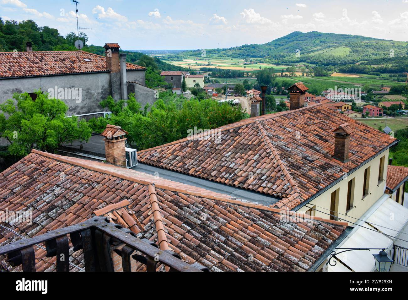 Characteristic Italian landscape with hills in the background and in ...