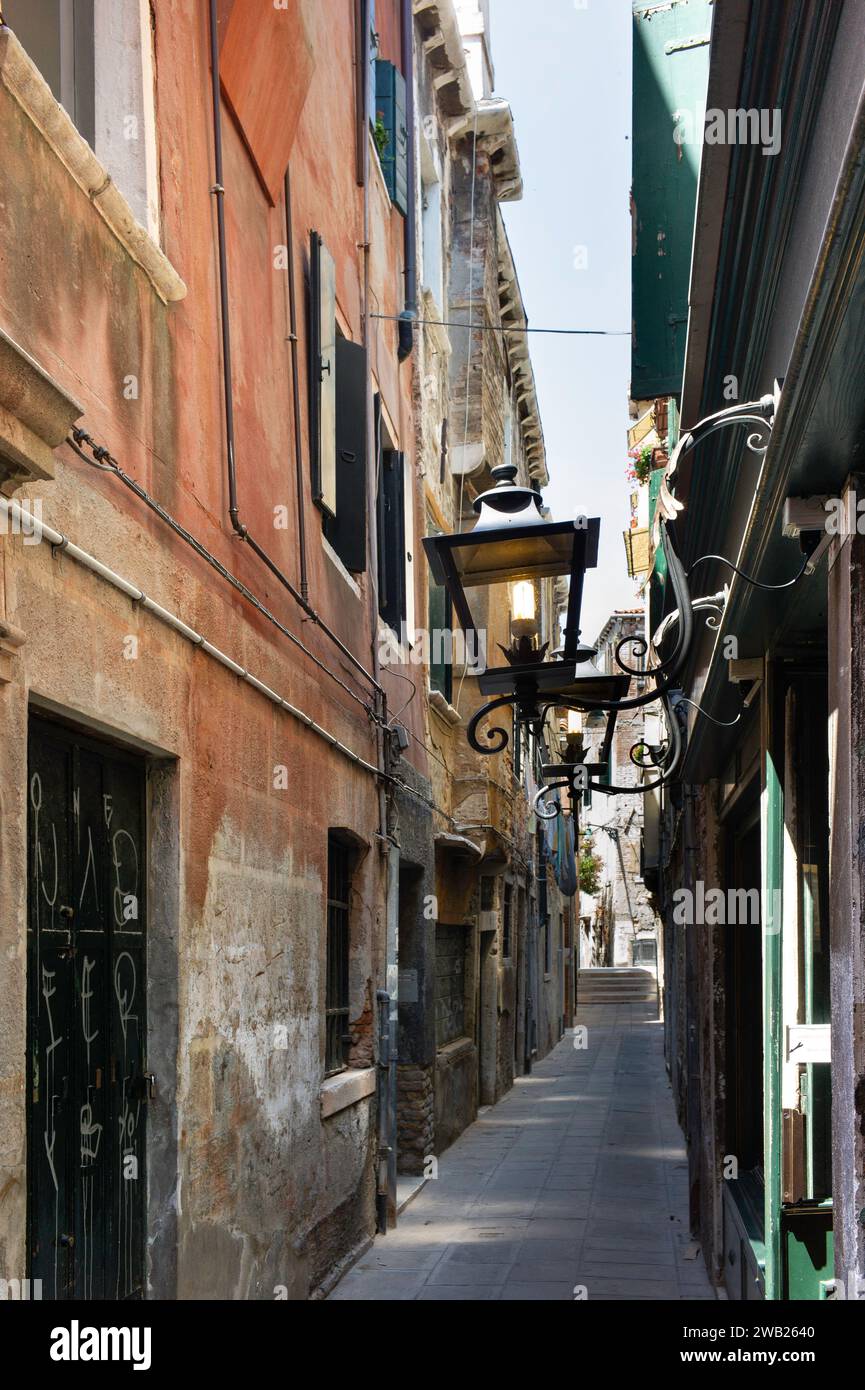 Narrow alley in the center of the Italian city of Padua with old ...