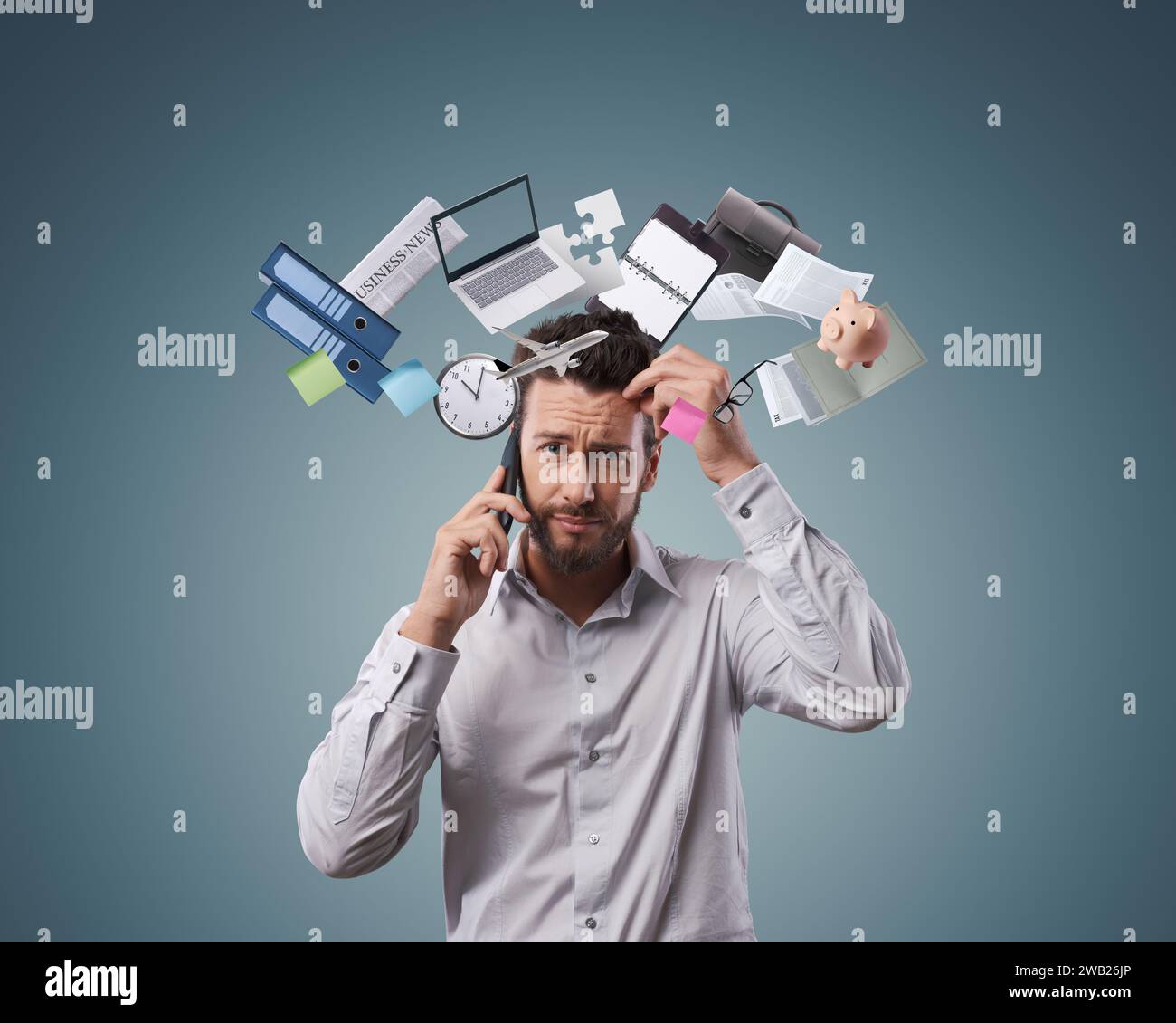 Phone call planning thinking hi-res stock photography and images - Alamy