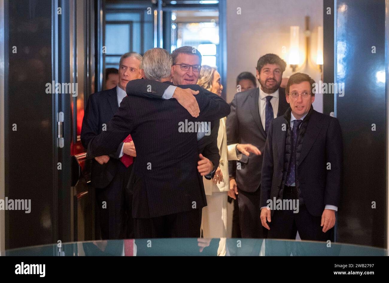 (L-R) Europa Press president Asís Martín de Cabiedes greets PP ...