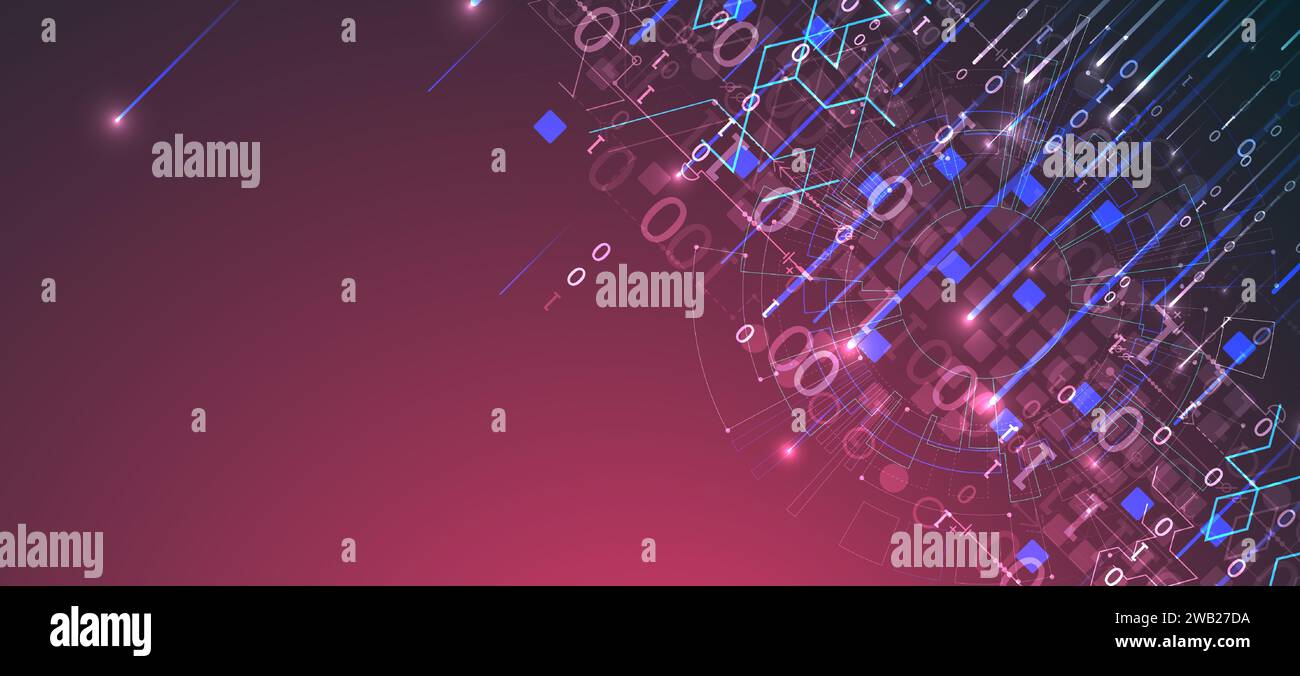 Handmade abstract technology concept. Circuit board, high computer color background. Vector ...