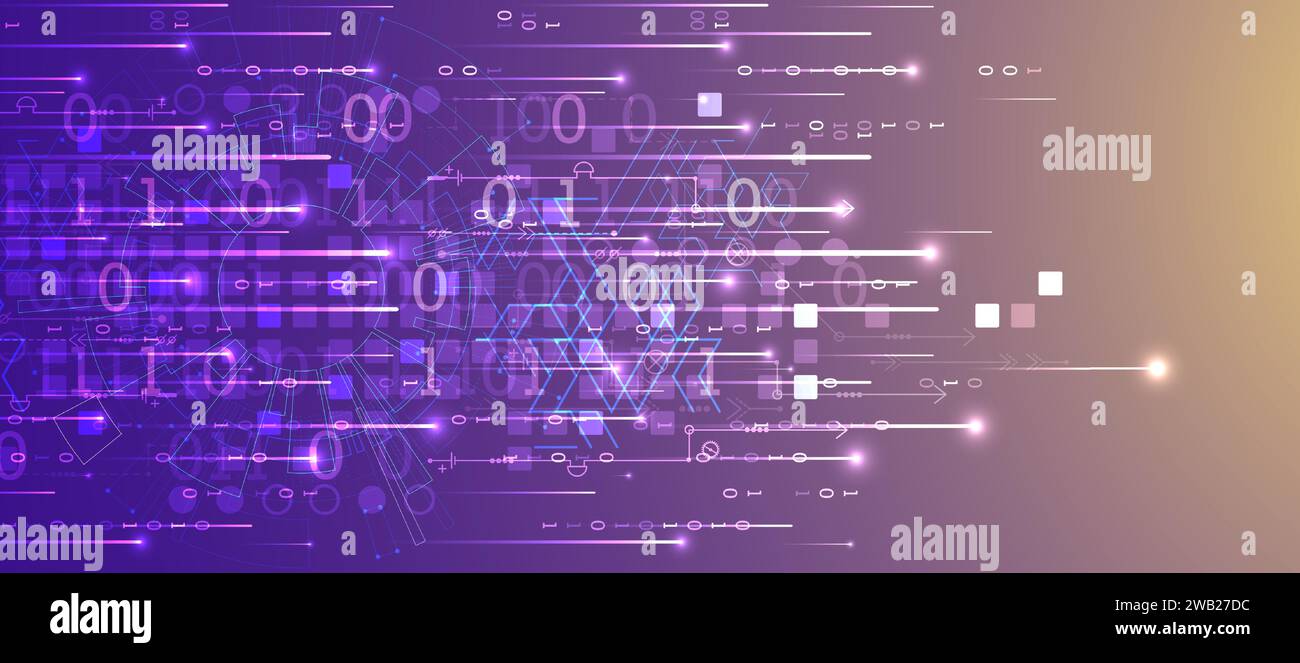 Handmade abstract technology concept. Circuit board, high computer color background. Vector ...
