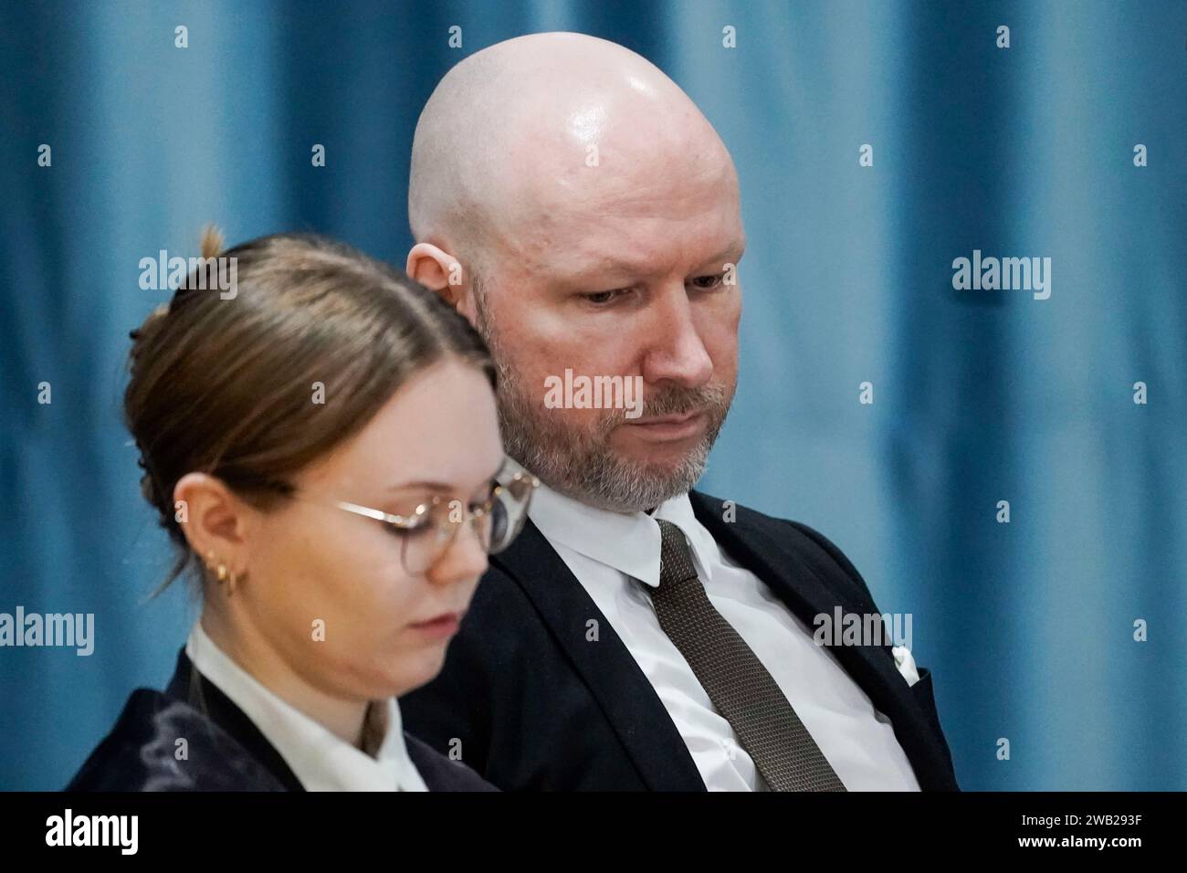 Tyristrand 20240108.Anders Behring Breivik and attorney Marte Lindholm ...