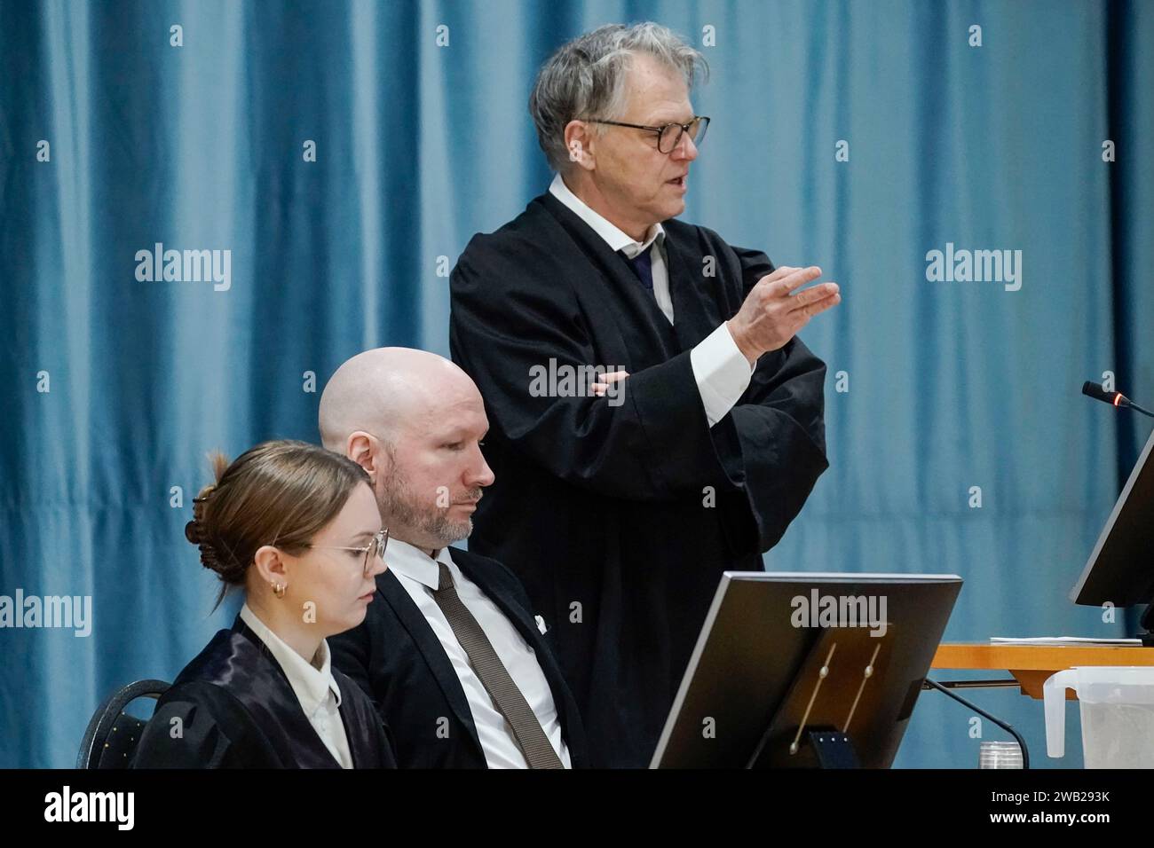 Tyristrand 20240108.Anders Behring Breivik between his representatives ...