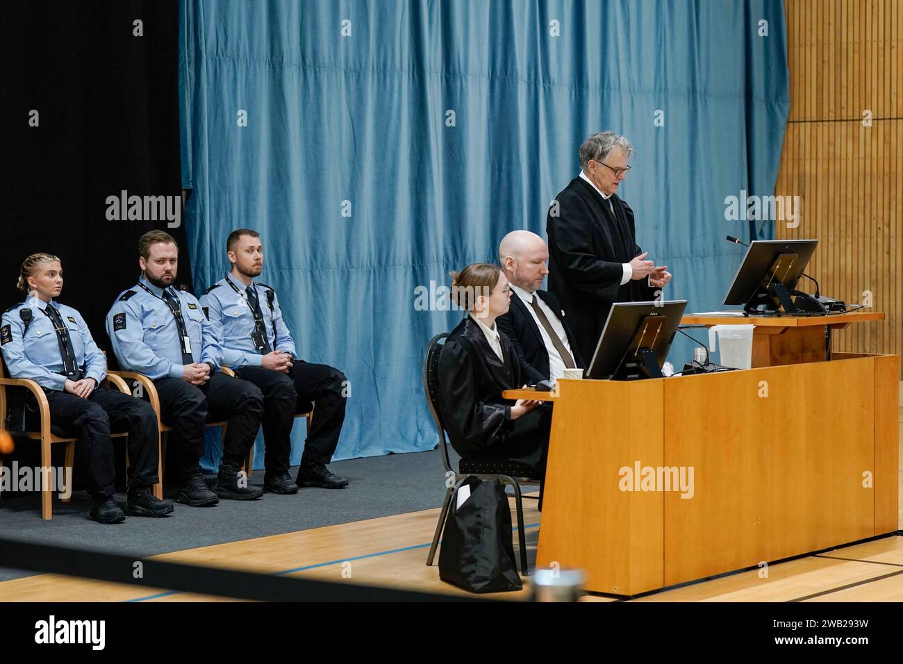 Tyristrand 20240108.Anders Behring Breivik between his representatives ...