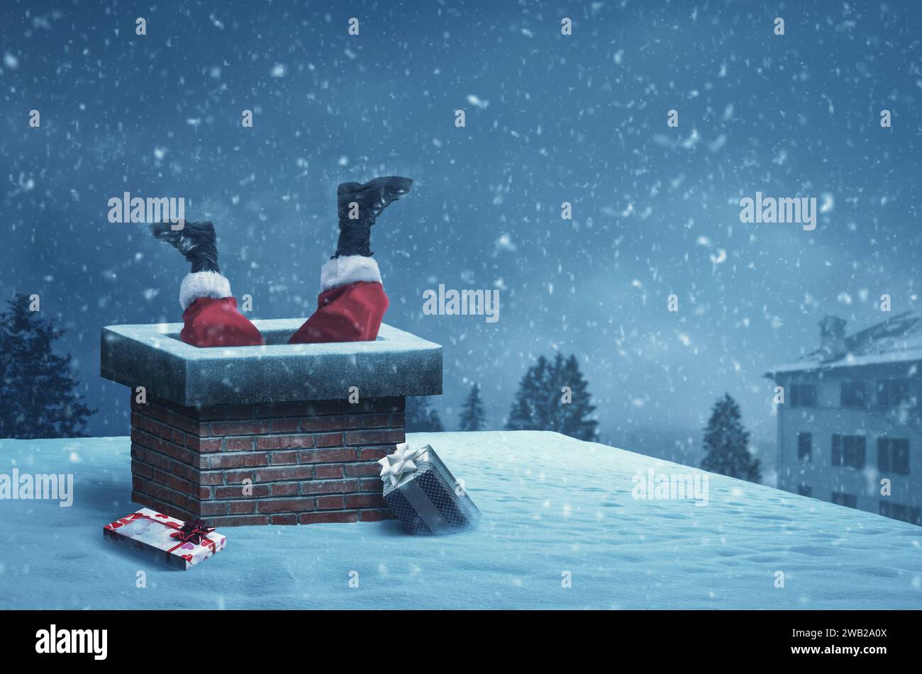 Santa claus stuck in chimney hi-res stock photography and images - Alamy