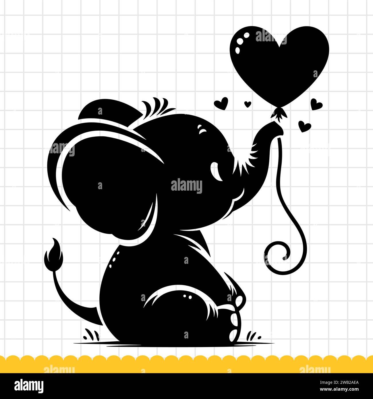 Cute elephant face in simple doodle style set. Vector illustration ...