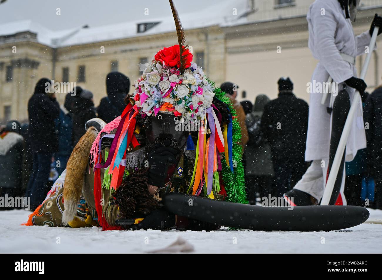LVIV, UKRAINE - JANUARY 7, 2024 - A fancy costume is pictured during ...