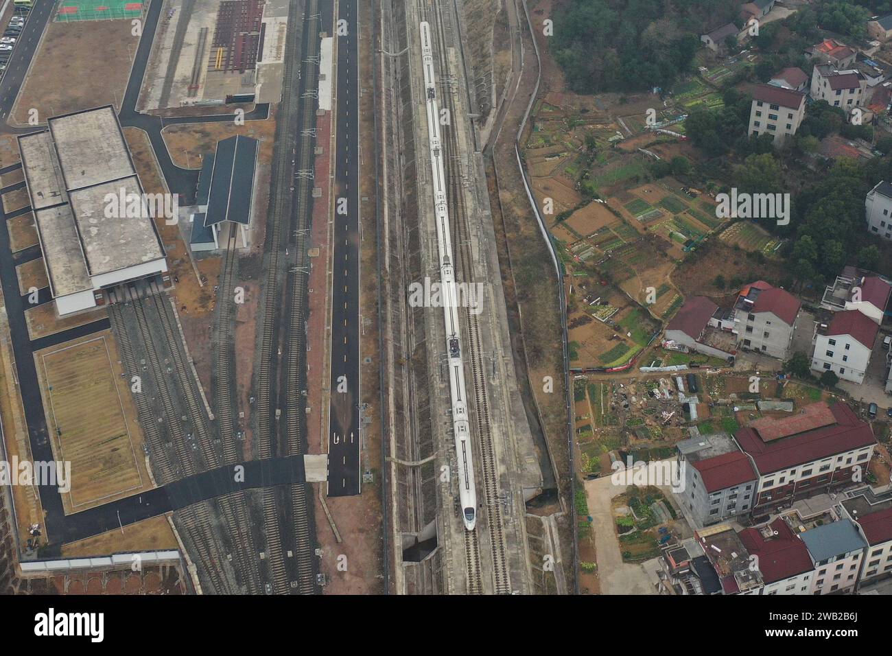 Shaoxing. 8th Jan, 2024. This aerial photo taken on Jan. 8, 2024 shows ...