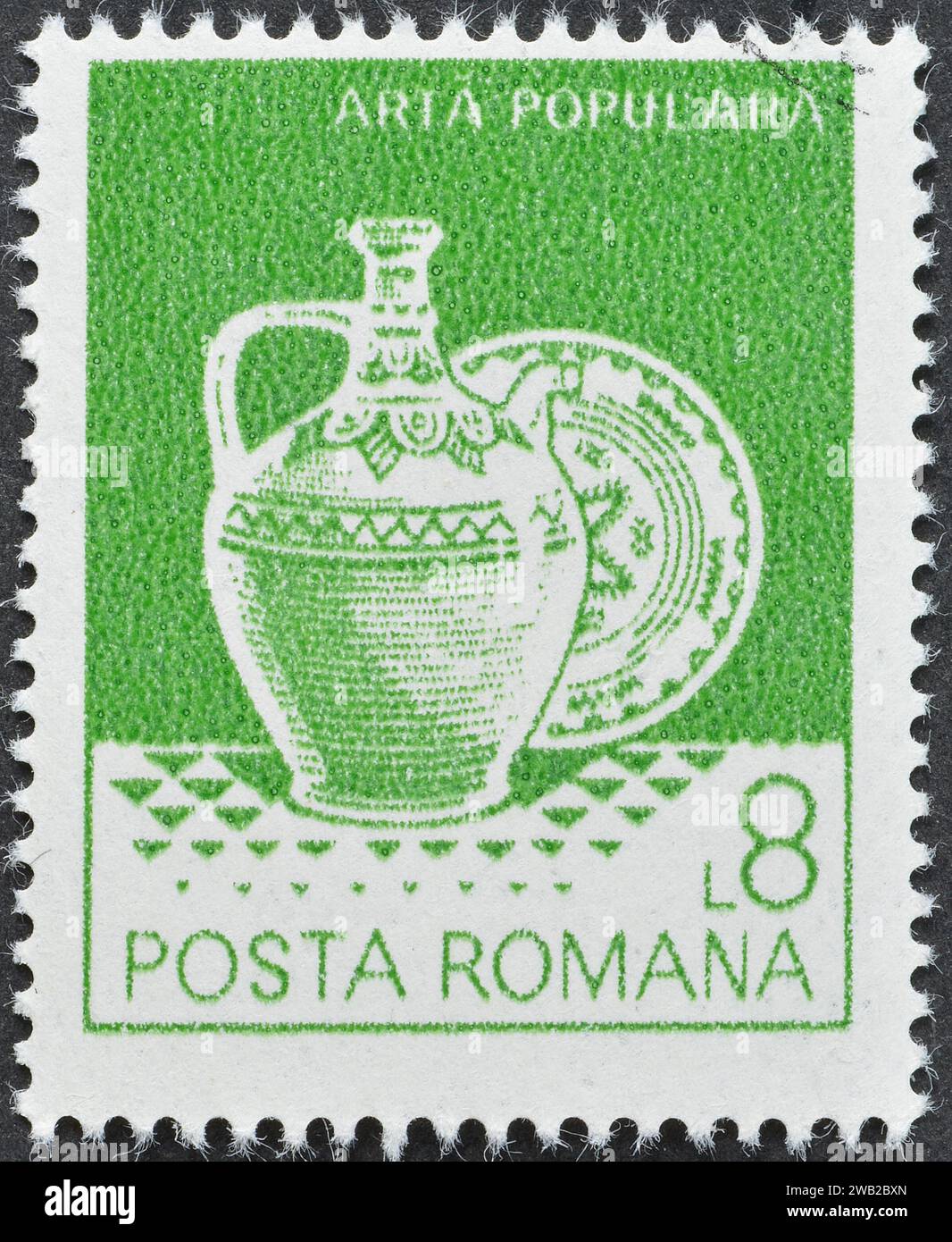 Cancelled postage stamp printed by Romania, that shows Pitcher and ...