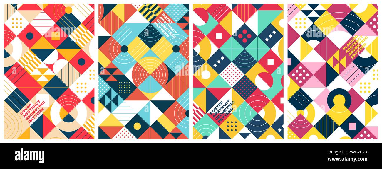 Abstract geometric bauhaus artwork set. Simple brutalism shapes ...