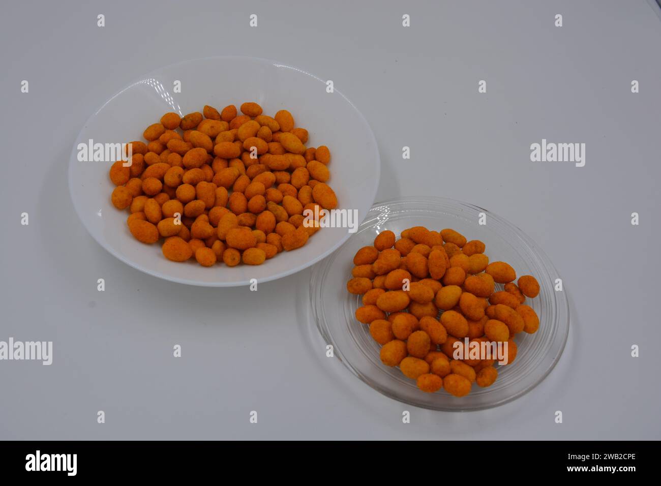 Fast food, snacks, salted battered peanuts and salted casing peanuts ...