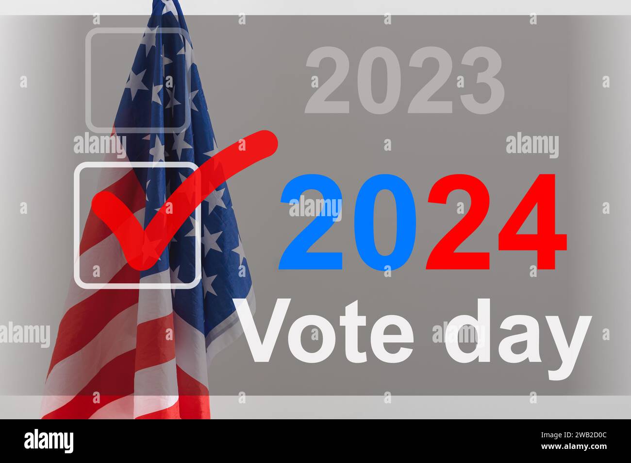 Presidential Election 2024 text on a mini chalkboard over a vintage ...