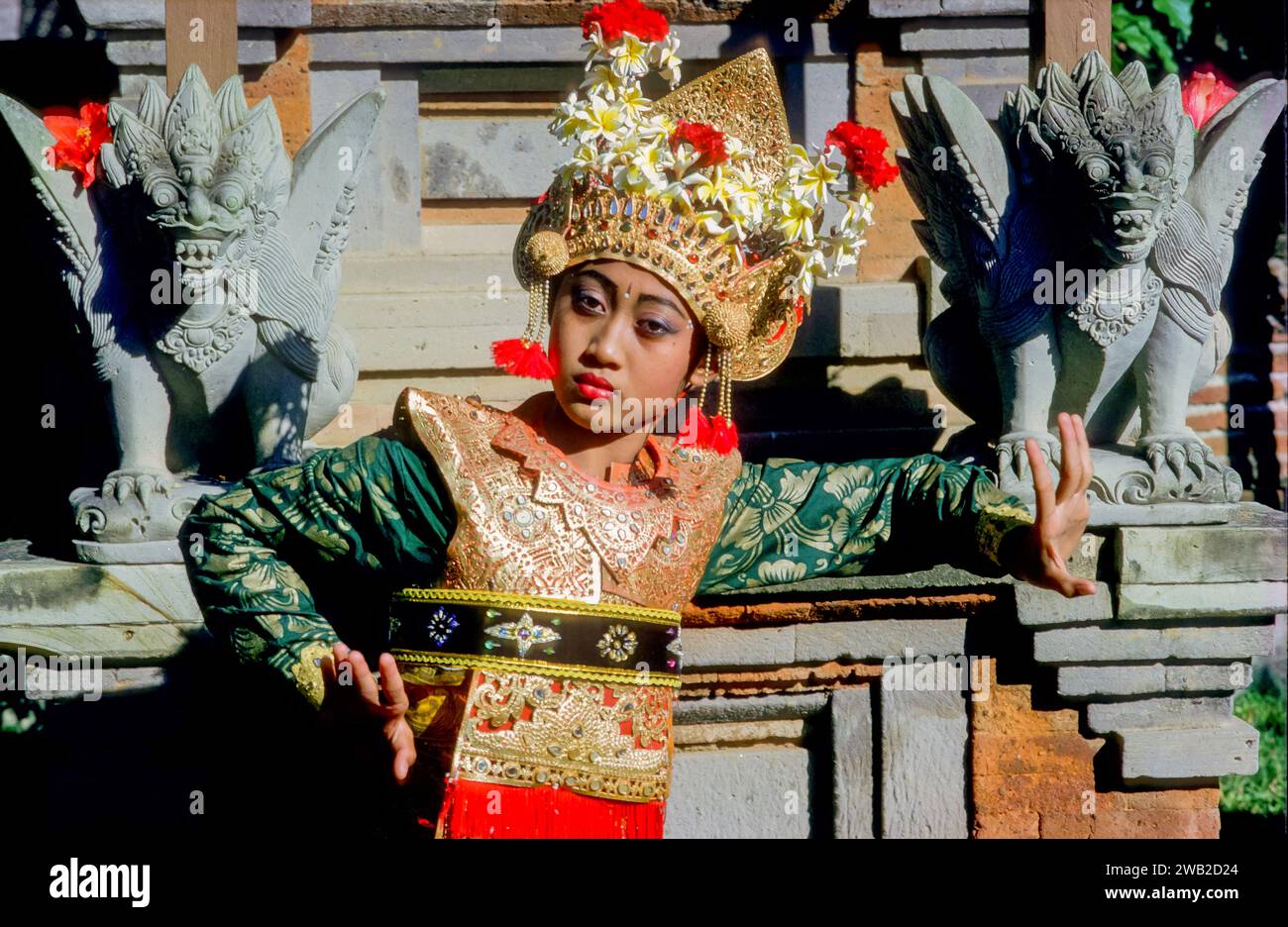 Indonesia, Bali. Temple dancer wearing traditional clothing Stock Photo ...