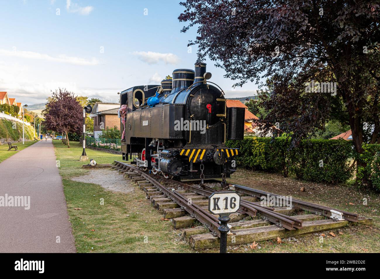 Puente Viesgo, Spain. The locomotive train engine Reyerta, part of the ...