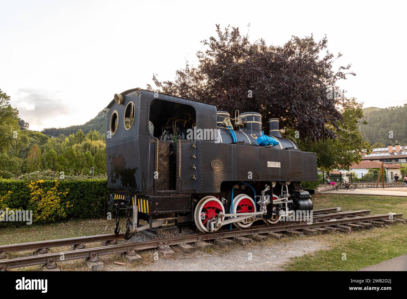 Puente Viesgo, Spain. The locomotive train engine Reyerta, part of the ...